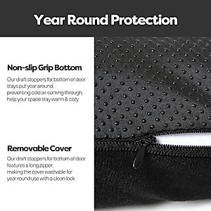 Weighted Door Draft Stopper for Front Door, Easy to Use Heavy 38 inch Door Bottom Winter Cold Air Draft Blocker, for Exterior, Apartment, Back Door, Fits Door Gap Up to 3”, 2.2lb