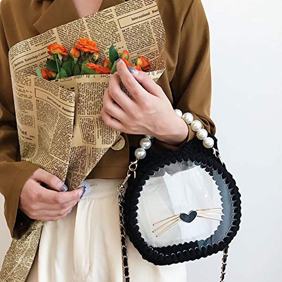 EXCEART Acrylic Bag Weaving Board with Cats Whisker Round Clear Front Back Panel Board Shaper for DIY Knitting Crochet Bag Handbag Purse Summer Bag Women Bags Handmade DIY Accessories