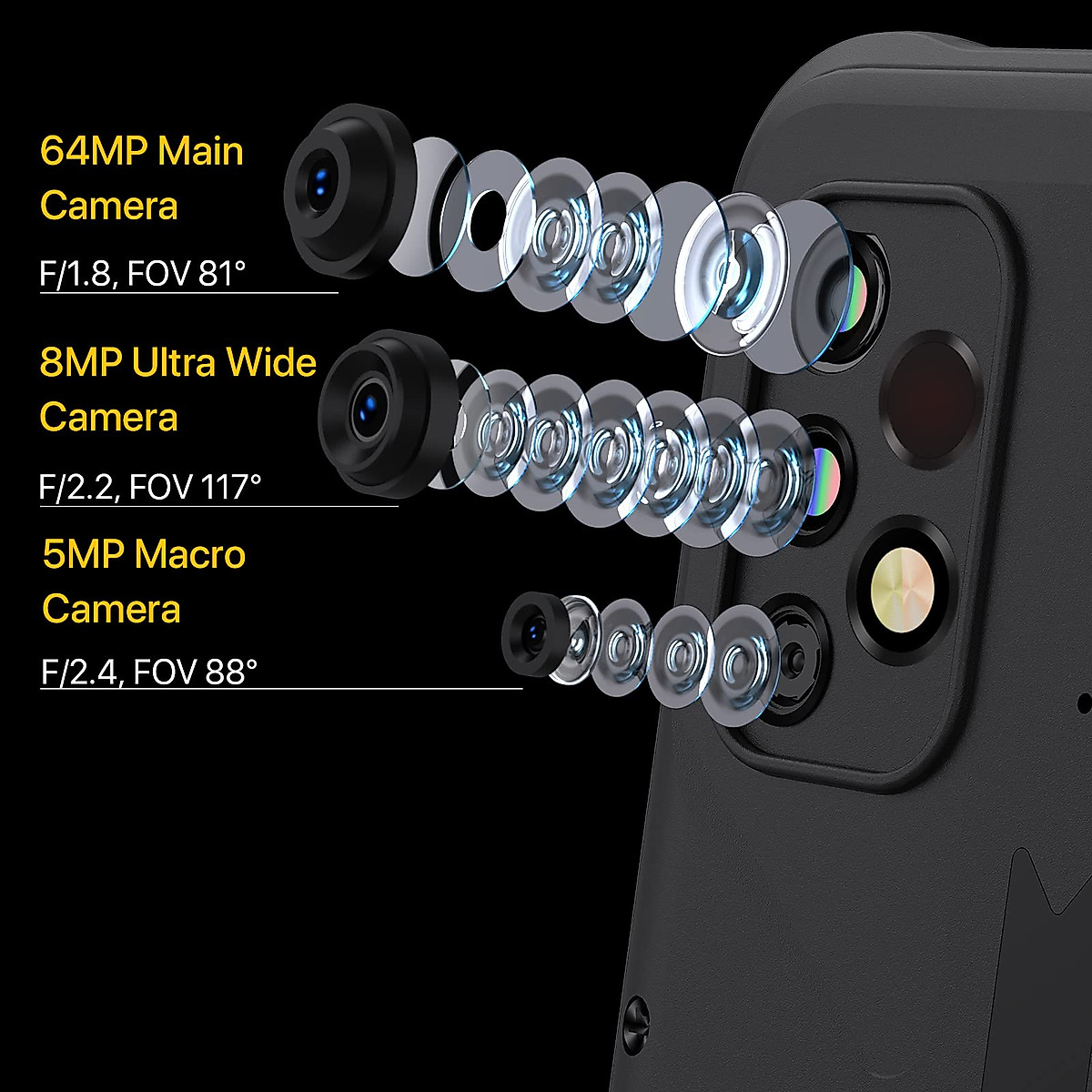 UMIDIGI Bison GT2 PRO 5G Rugged Unlocked Smartphones, 8G+256GB Waterproof IP68/IP69K Android 12 MediaTek Dimensity 900 6nm 64MP+8MP+5MP Camera 6.5" FHD 6150mAh Fast Charge NFC Cell Phone