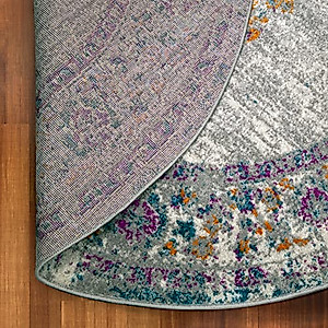 Leick Home 595272 Song Floral Indoor Outdoor Area Rug Round 5'3"