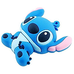 Novelty Stitch Blue Shape Design 32GB USB 2.0 Flash Drive Cute Memory Stick Stitch Thumb Drive Data Storage Pendrive Cartoon Jump Drive Gift (Stitch Blue-32GB)