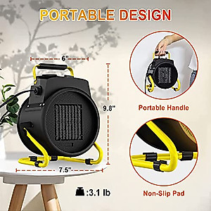 SEEYANG Portable Electric Heater, 1500W Outdoor Space Heater with 3 Modes, 3S PTC Fast Heat, Thermostat with Overheat Protection, Electric Space Heaters for Room, Patio, Garage, Greenhouse, Indoor Use