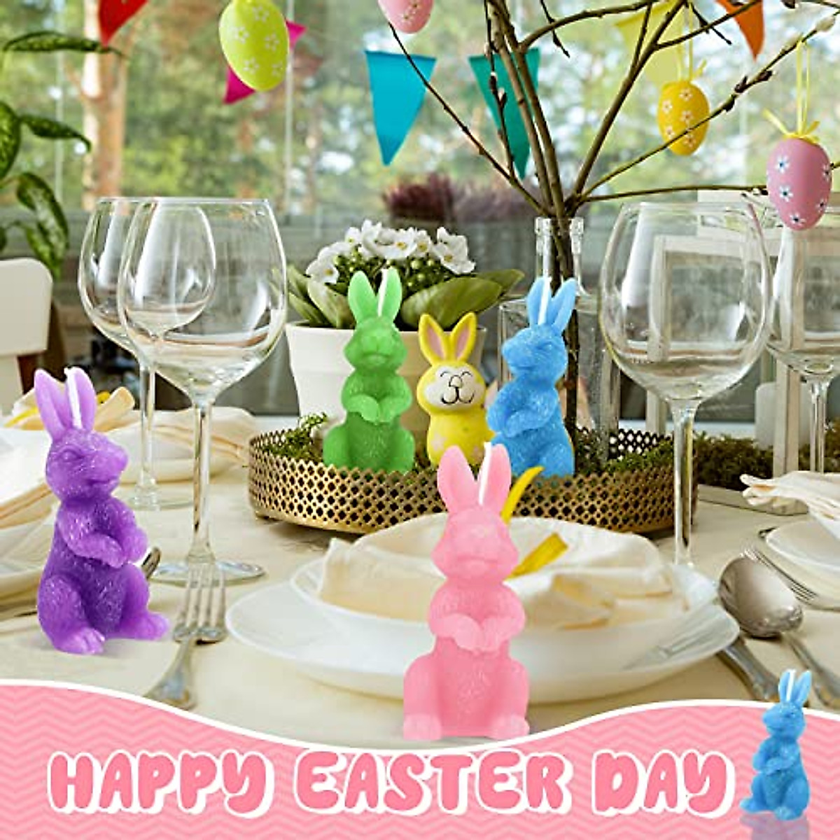 4 Pieces Easter Candles Rabbit Shape Candles Easter Bunny Candles Spring Easter Candles Rabbit Candles Gifts for Easter Bunny Decorations Party Table Home Decor Spring Celebrations