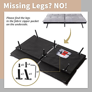 IULULU Futon Sofa Bed Modern Convertible Armless Sleeper Couch Daybed for Studio, Apartment, Office, Small Space, Compact Living Room, Grey