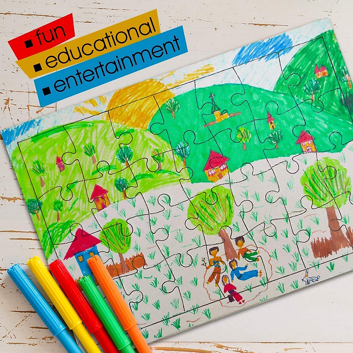 ArtCreativity Blank Puzzles for Kids, Set of 12, Fun DIY Arts and Craft Activity for Children, Make Your Own Puzzle Kit, Birthday Party Favors, Goodie Bag Fillers for Boys and Girls