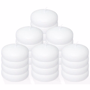 Stock Your Home 24 Count 3" Inch Floating Candles Bulk Set with 10 Hour Burn Time, White Unscented Wax Discs for Cylinder Vases, Centerpieces at Wedding, Party, Pool, Holiday