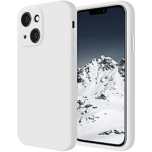 Cordking Designed for iPhone 13 Case, Silicone Full Cover [Enhanced Camera Protection] Shockproof Protective Phone Case with [Soft Anti-Scratch Microfiber Lining], 6.1 inch, White