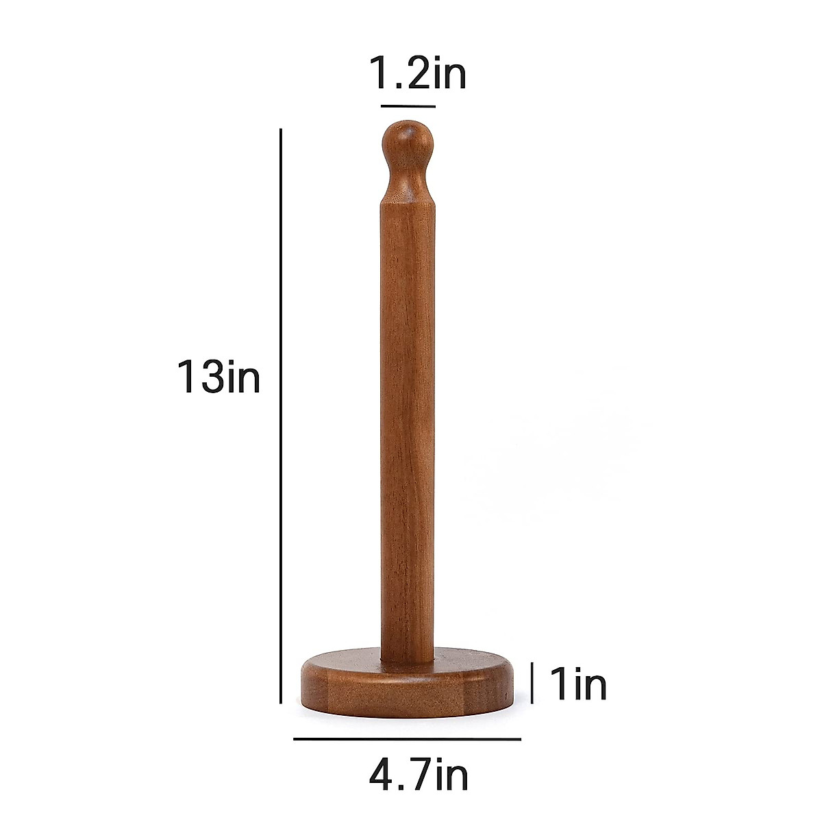 Goodsdeco Wooden Paper Towel Holder - Paper Towel Hanger Rack, Countertop Kitchen Paper Towel Dispenser, Standing Paper Towel Roll Hanger, Rubberwood Paper Towel Holder (Walnut)