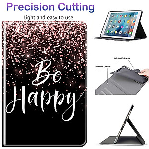 Case for Samsung Galaxy Tab S8 Plus 2022/ Tab S7 FE 5G 2021/ Tab S7 Plus 2020 Tablet 12.4-inch, Multi-Angle Bracket with Automatic Sleep/Wake Protection Case - Rose Gold Glitter Black Be Happy