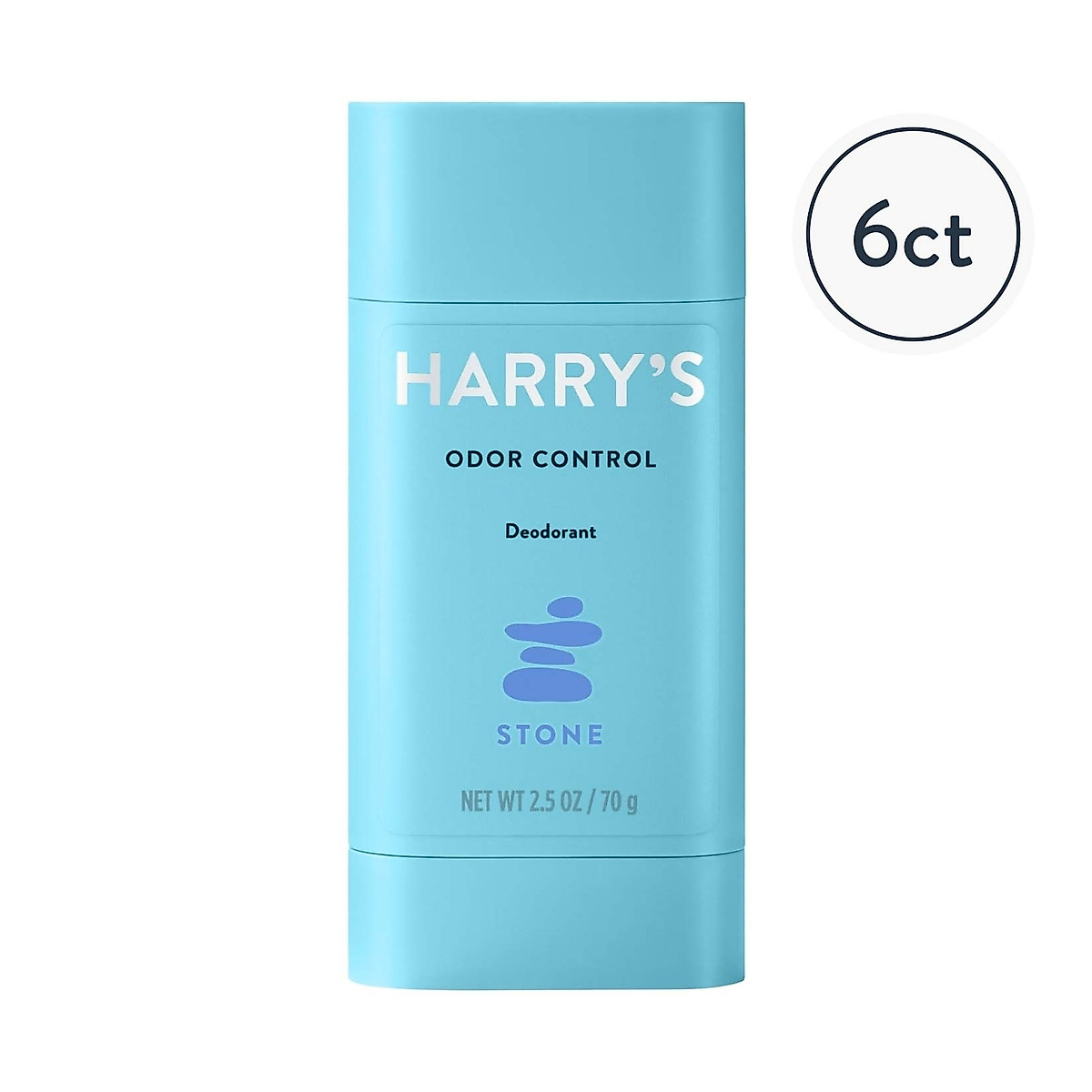 Harry's Men's Deodorant, Odor Control, Aluminum-Free, Stone, 6 Count
