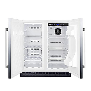 FFRF3075WSS 30" Side-by-Side Compact Refrigerator and Freezer with 5.4 cu. ft. Capacity LED Lighting Frost Free Operation High Temperature and Open Door Alarm in Stainless Steel and White Cabinet