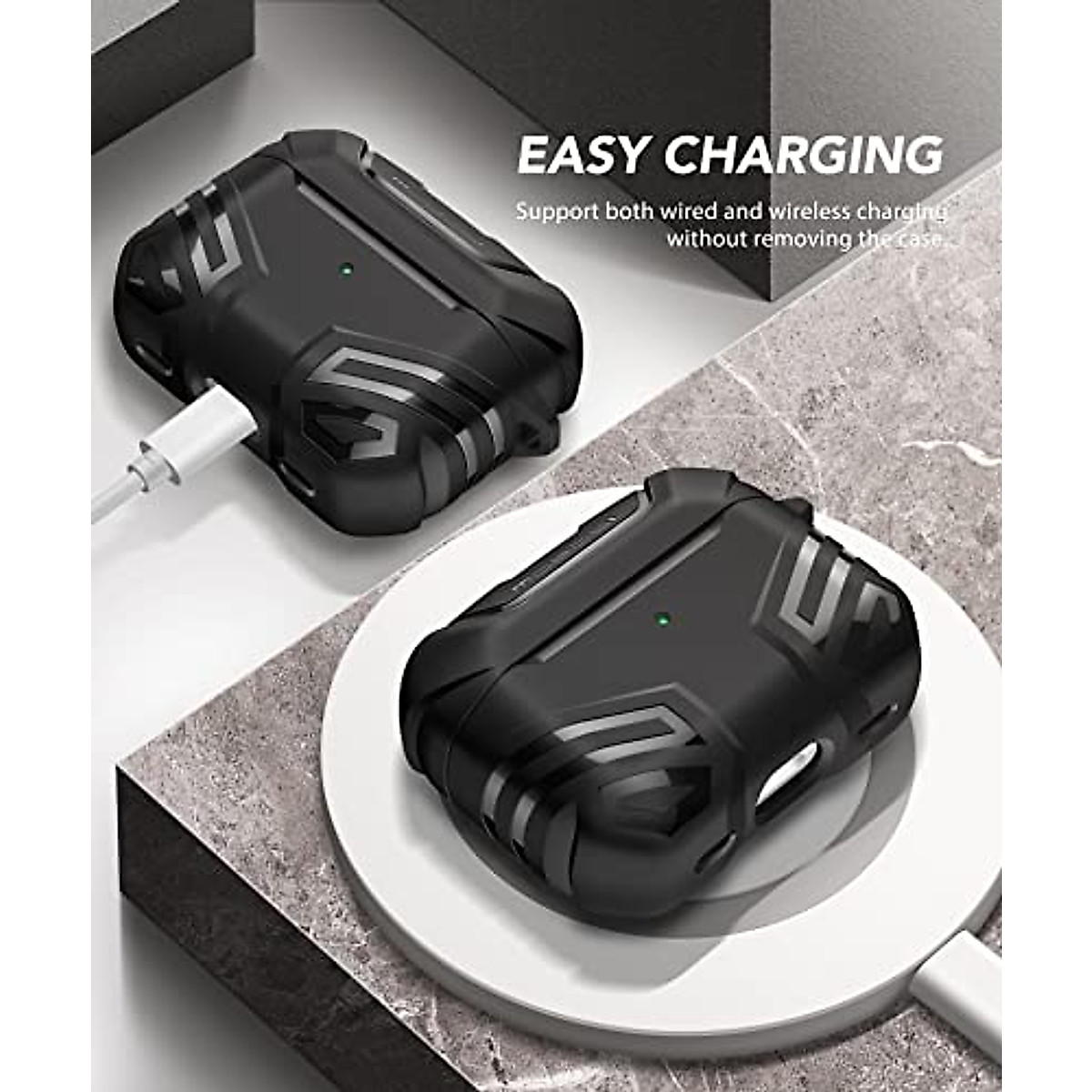 MOBOSI for AirPods Pro 2 Case 2022, Full-Body Shockproof AirPods Pro 2nd Generation Case with Keychain, Vanguard Armor Military Grade Hard Shell AirPod Pro 2 Case Cover for Men Women, Black