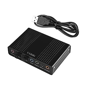VAlinks USB 2.0 External Sound Card 6 Channel 5.1 Surround Optical S/PDIF Audio Sound Card Adapter for PC Laptop Recording Compatible with Windows 10/8 / 7/ XP