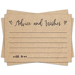 Qoamp Advice and Wishes Cards, 30 Pieces 4x6 Inches Minimalist Bridal Shower Card, Wedding Advice Cards, Wedding Registry Ideas, Wedding Cards for Bride and Groom, Newlyweds, Bridal Shower-A07