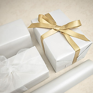 LDGOOAEL Mini Short Wrapping Paper Roll (17 inches X 32.8 feet) - Solid Color Pearly White for Birthday, Wedding, Baby Shower