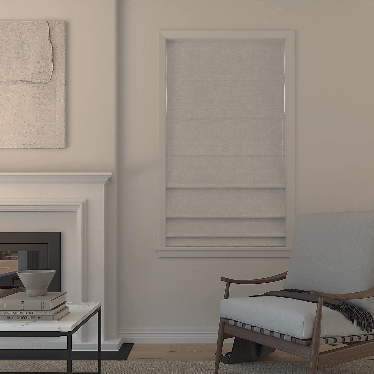 Sun Zero Seraphina Textured Total Blackout Cordless Roman Shade, 33" x 64", White