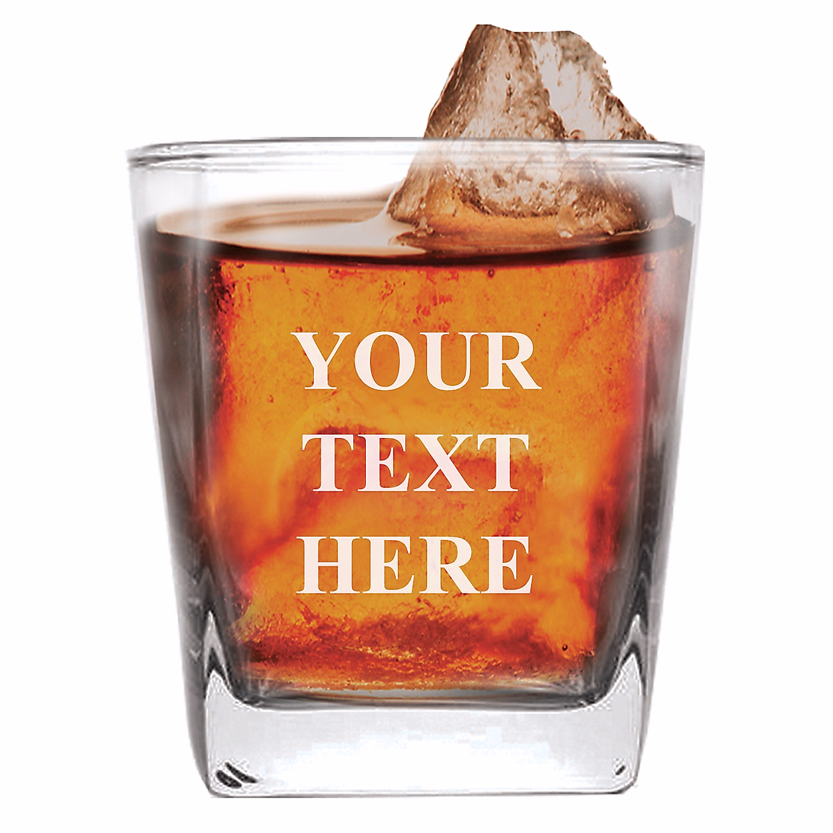 My Personal Memories, Engraved 9oz Whiskey Square Rocks Glass - Custom Personalized With Your Text