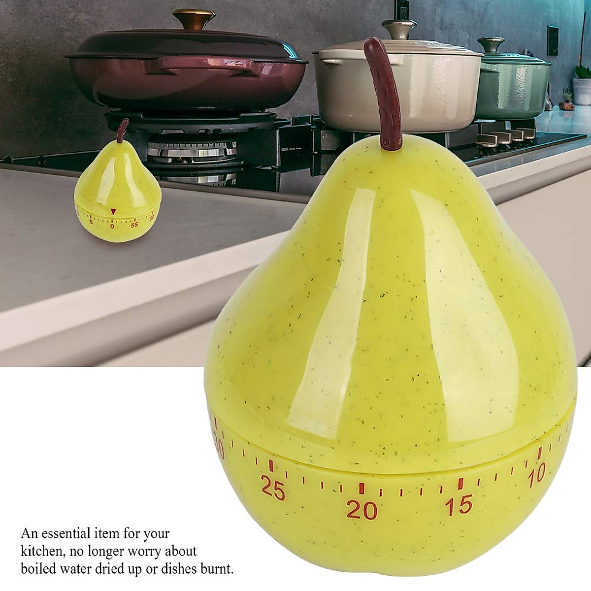 Cute Timers, 2pcs Kitchen Timers for Cooking, 60minutes Mechanical Cooking Timer Mini Pear Fruit Shape Kitchen Timer Cartoon Reminder Alarm Clock Time Manager for Learning Baking Exercise