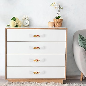 RODAILYCAY Shell 4 Packs Kitchen Drawer Pulls, Crystal Glass Cabinet Handles Pulls, Cupboard Door Knobs, Kitchen Hardware Pulls for Dresser Drawers