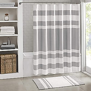Madison Park Spa Waffle Shower Curtain Pieced Fabric with 3M Scotchgard Moisture Management Modern Home Bathroom Decorations, Standard 72"x72", Grey