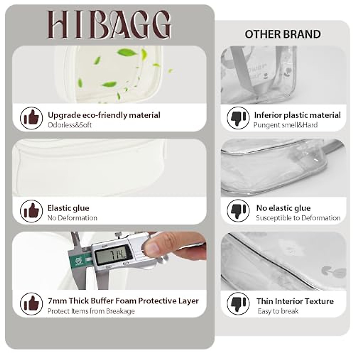 Hibagg Travel Toiletry Bags TSA Approved, 2PCS Clear Makeup Bags Set, Cosmetics Organizer Wide Open, Carry On Travel Essentials for Women Men with Gift Box, White