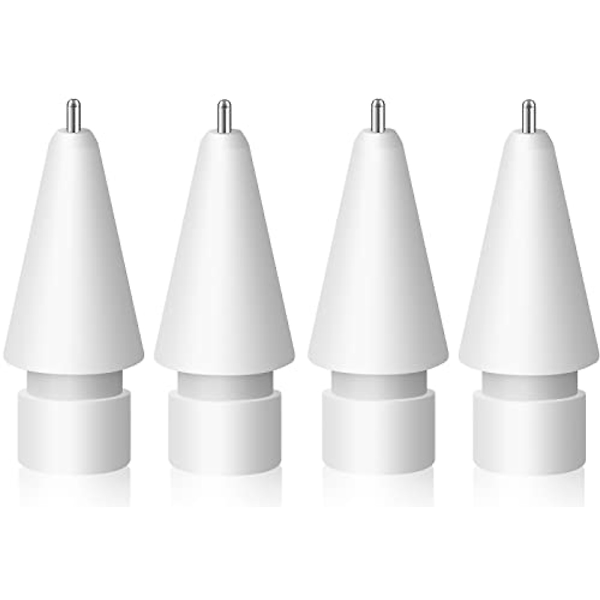 MEKO 4 Pack Upgraded 0.72mm Fine Ponit Precise Replacement Tips for Apple Pencil 1st/2nd Generation & Logitech Crayon, Wear-Resisting Pen Nibs for iPad Pro/Air/Mini Pencil - White