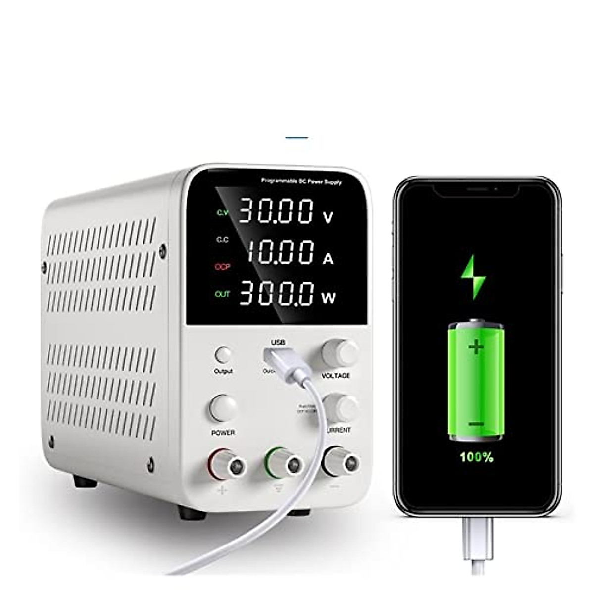 DC Power Supply Variable DC Adjustable Power Supply Laboratory Workbench Programmable Power Supply USB Fast Charging Function Voltage Regulator Switch for Spectrophotometer and lab Equipment Repair