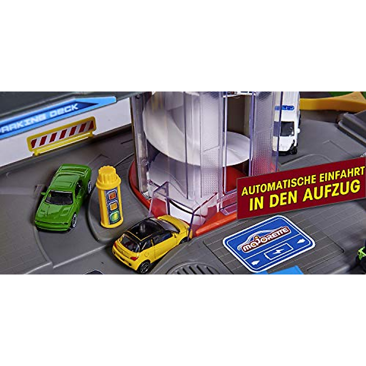 DICKIE TOYS: Majorette Super City Garage Playset with 6 Die-Cast Cars, Parking Building Play World on Seven Floors, 6 Light and Sound Effect Systems, For Ages 3 and up , 128 x 78 x 73 cm