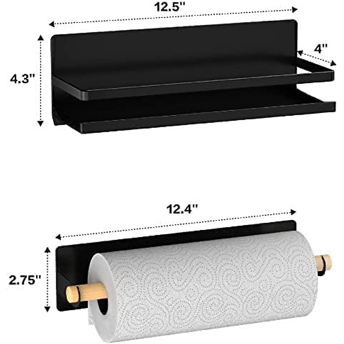 SANNO Magnetic Spice Rack for Refrigerator, Magnetic Paper Towel Holder Strong Magnet Shelf Kitchen Storage Organizer for Side of Fridge,Over Stove,Save Space on Counter