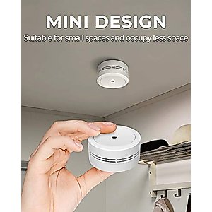Ecoey Small Smoke Detector Alarm, 10 Year Fire Alarms Smoke Detectors with Built-in 3V Battery, Smoke Alarm with Big Test Button and Silence Function for House, FJ135, 2PACK
