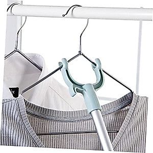 GARVALON 2pcs Clothesline Clothes Drying Clothes Reaching Rods Coat Hooks Heavy Duty Metal Hangers Clothing Racks for Home Reach Pole Telescoping Reach Sticks Adjustable Clothesline Rod Pp