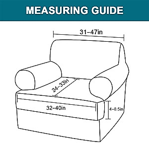 Turquoize 2 Pieces Sofa Covers T Cushion Chair Slipcover T Cushion Chair Covers Stretch Couch Cover Soft Armchair Cover Furniture Covers with Individual T Cushion Seat Covers, (Chair, Biscotti Beige)