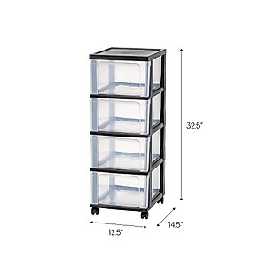 IRIS USA NC-4 Standing Storage Drawers, Black