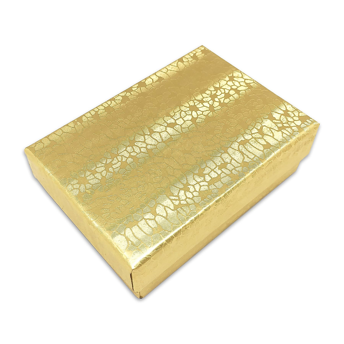 TheDisplayGuys - 100-Pack #32 Cotton Filled Cardboard Paper Jewelry Boxes Gift Case - Gold Foil (3.3" x 2.3" x 1.0") - for Shipping or Storage
