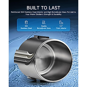 CO-Z Water Distiller for Home, 1350W 4L Distilled Water Machine for CPAP Machine with Control Panel & Glass Container, 1.1 Gal. Stainless Steel Water Distilling Equipment with Essential Oil Wine Modes