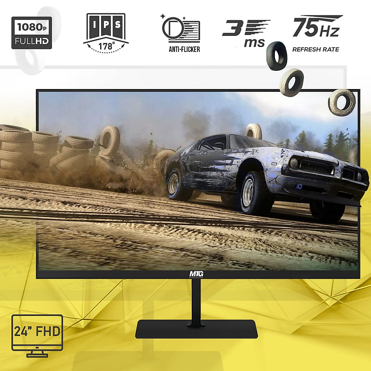 Computer Desktop PC, Intel Core i5 8th Gen, TechMagnet Heera, 16GB Ram, 512GB SSD, MTG New 24 Inch Dual Monitor, MTG Ergonomic Wireless Keyboard Mouse, RGB Speaker, Webcam, Win 11 Home (Renewed)