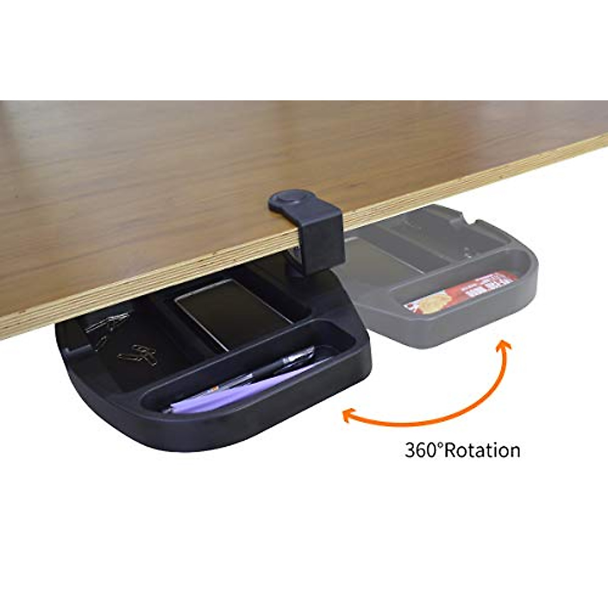 ApexDesk Clamp-On Under Desk 360-Degree Swivel Drawer - Perfect Office Storage Accessory For Your Existing Standing Desk (Clamp-On Desk Drawer - Black)