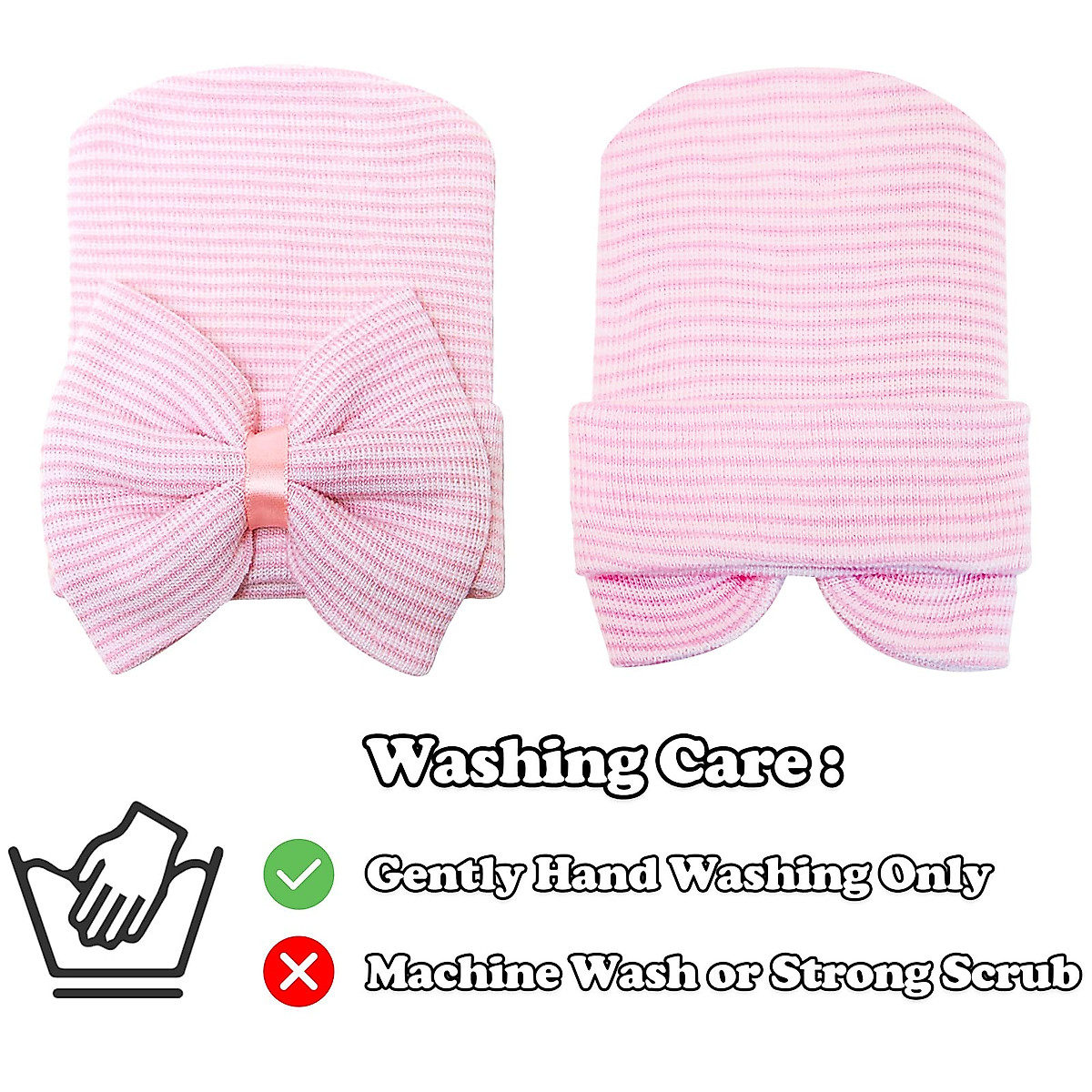 Sarfel Newborn Hats for Girls Hospital Hat Baby Girl Bows and Headbands Infant Beanie Nursery Caps Pink