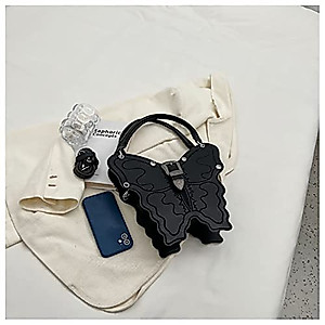 MILATA Butterfly Shaped Crossbody Bag Tote Retro Vintage Shoulder Top Handle Bag Satchel Purse for Girl Women (black)