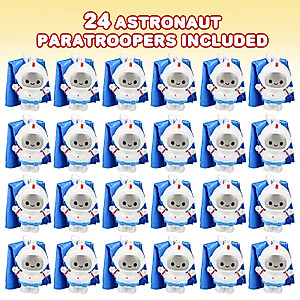 ArtCreativity Astronaut Paratroopers – Bulk Pack of 24 Durable Plastic Parachute Toys for Kids – Perfect for Party Favors, Goodie Bags, and Outdoor Fun for Boys and Girls
