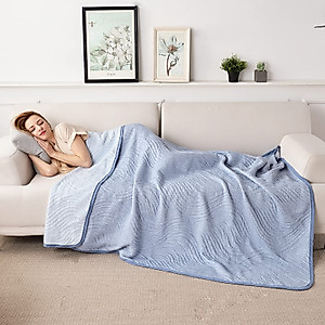 SOCHOW Cooling Blanket for Bed, Lightweight Breathable Soft Double Side Thin Summer Blanket for Adults Baby Kids, Blue 80 × 87 Inches