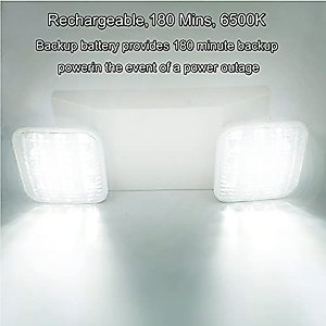 LED Emergency Light Fixture, Commercial Emergency Lights with Battery Backup, Square Two Head Adjustable LED Emergency Light for Power Failure Business, Emergency Exit Light AC 110V-277V 6 Pack