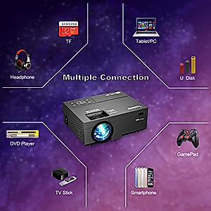 Mini Projector 2023, 1080P Full HD 180” Screen Supported Ysametp Video Projector, 9500Lux Home Theater Movie Projector Compatible w/TV Stick HDMI VGA USB AV TF PC Laptop Android/iPhone (Black)