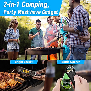 Biison Digital Meat Thermometer for Cooking, Wireless, Instant Read, Waterproof, Backlight, Ultra-Fast Accurate & 180°Foldaway Probe, Idea for Turkey/Grilling