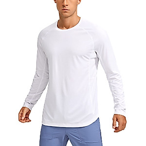 CRZ YOGA Lightweight Long Sleeve Shirts for Men Moisture Wicking Quick Dry Shirt Workout Running Basic Tee Tops White Large