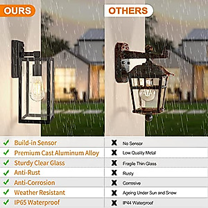 4 Pack Dusk to Dawn Outdoor Wall Light Fixtures, Exterior Light Fixtures Wall Mount, Sensor Porch Lights, Exterior Wall Sconce Lighting, Wall Lamp, Wall Lantern for Doorway, Garage (Bulb Included)