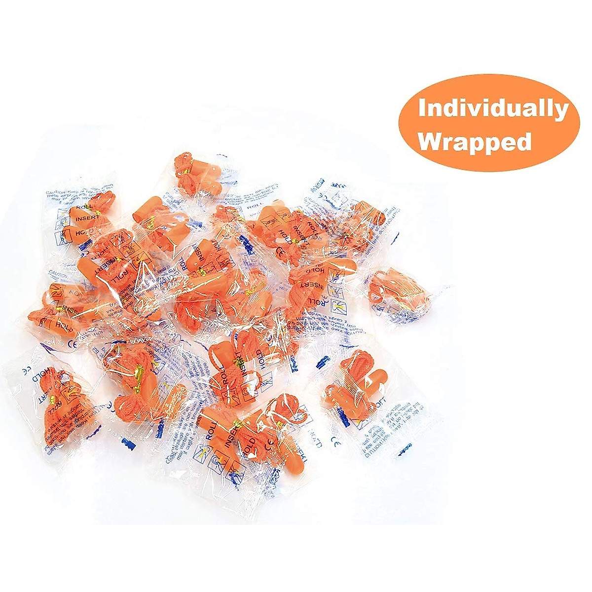 20 Pair Foam Ear Plugs with Cord - Soft & Comfortable Disposable Ear Protection - Individually Wrapped with Noise Cancelling up to 32dB - Ideal for Sleeping Construction Shooting Sports Mowing