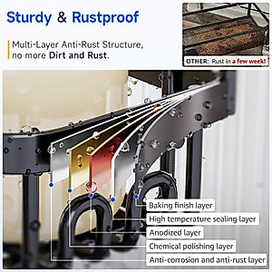 Shower Caddy Over the Door Organizer: Bath Rack Hanging Over Glass with Hooks - Storage Shelf Inside Bathroom for Shampoo - Matte Black