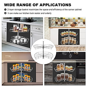 Kidney Chrome Lazy Susan,2 Tier Adjustable Kitchen Corner Cabinet Organizer 32" Blind Corner Shelf for Space Saving Corner Cabinet Blind Shelf