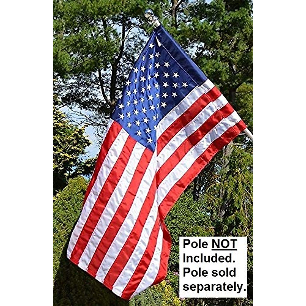 US Flag Factory - 2.5x4 FT American Flag (Sleeved) (Embroidered Stars, Sewn Stripes) - Outdoor SolarMax Nylon - 100% Made in America